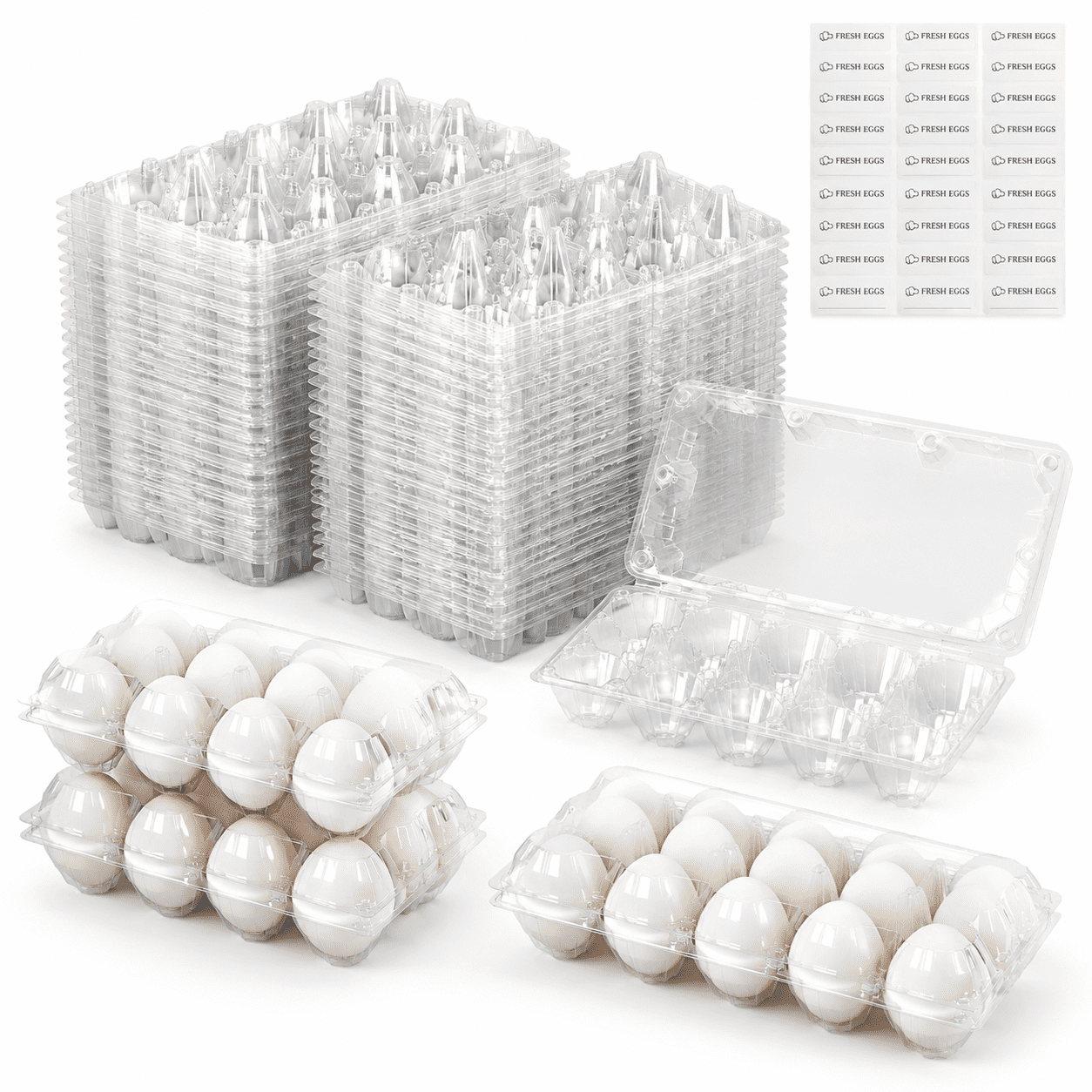 60 Count 3x4 Grids Plastic Egg Cartons for 1 Dozen Duck Eggs - Walmart.com