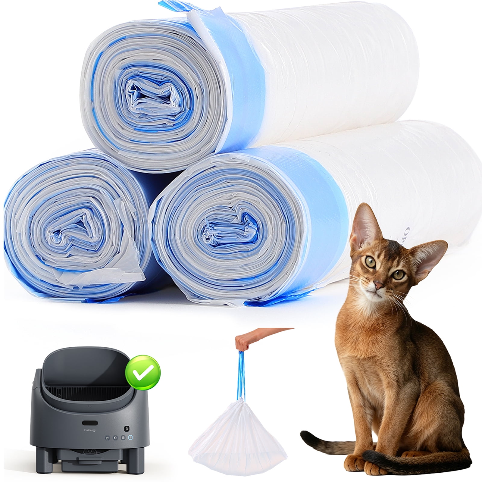 60 Count Cat Litter Box Liners Replacement Waste Bags for FeelNeedy ...