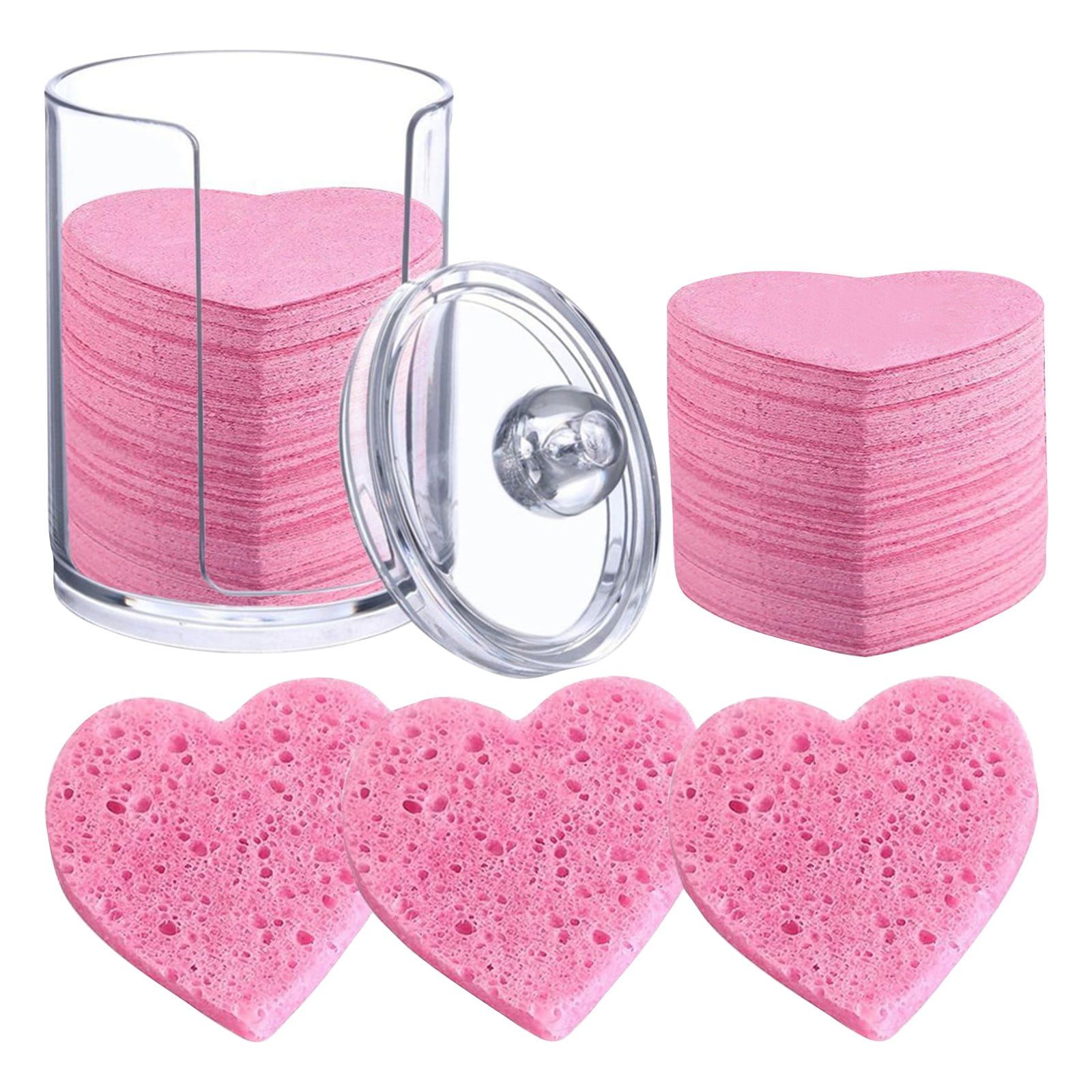 60-Count Compressed Facial Sponges for Estheticians Heart Shape Natural ...