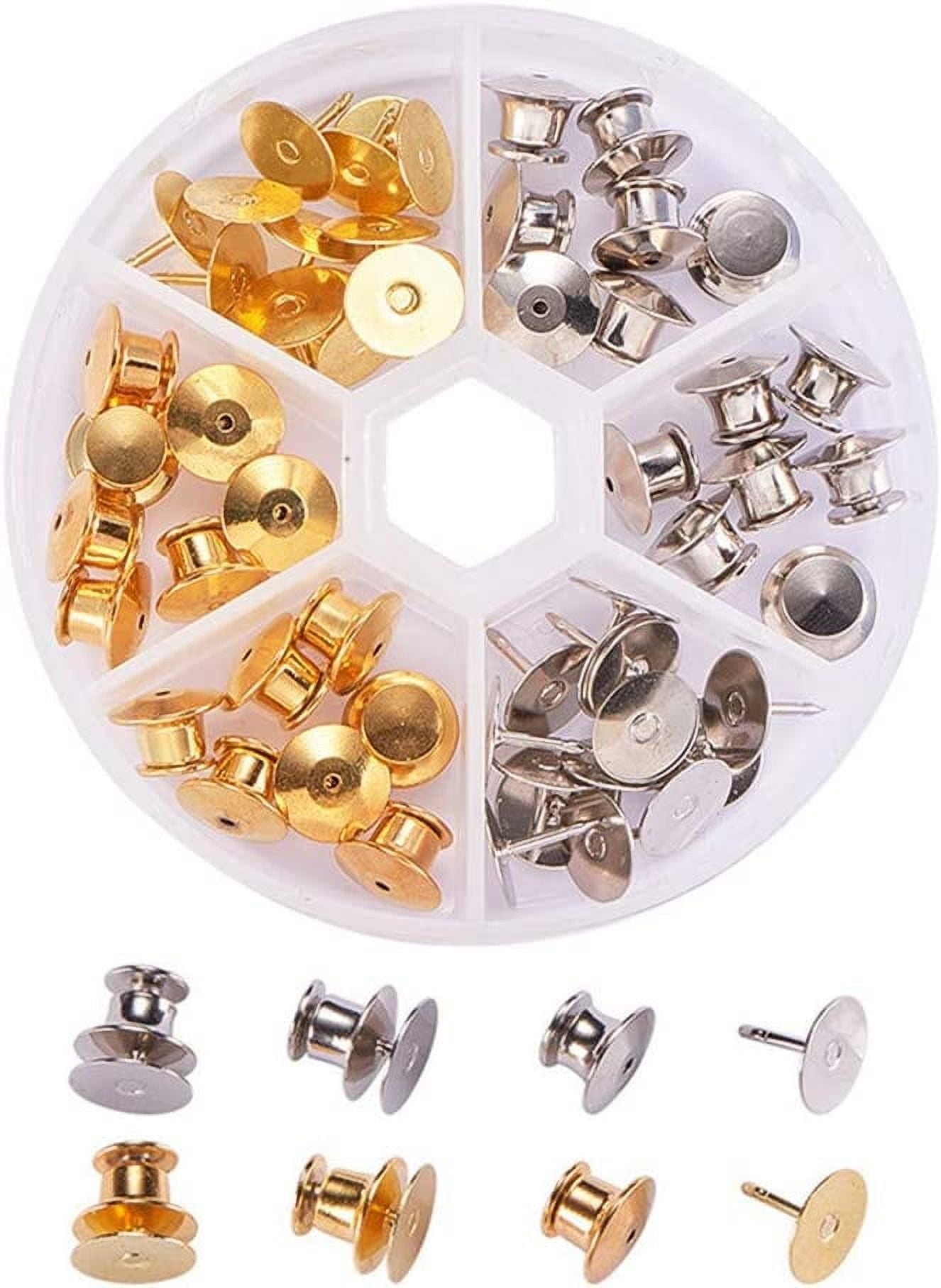 DIY 60 Count Gold & Platinum Colors Clutch Pin Backs with Tie Tacks ...