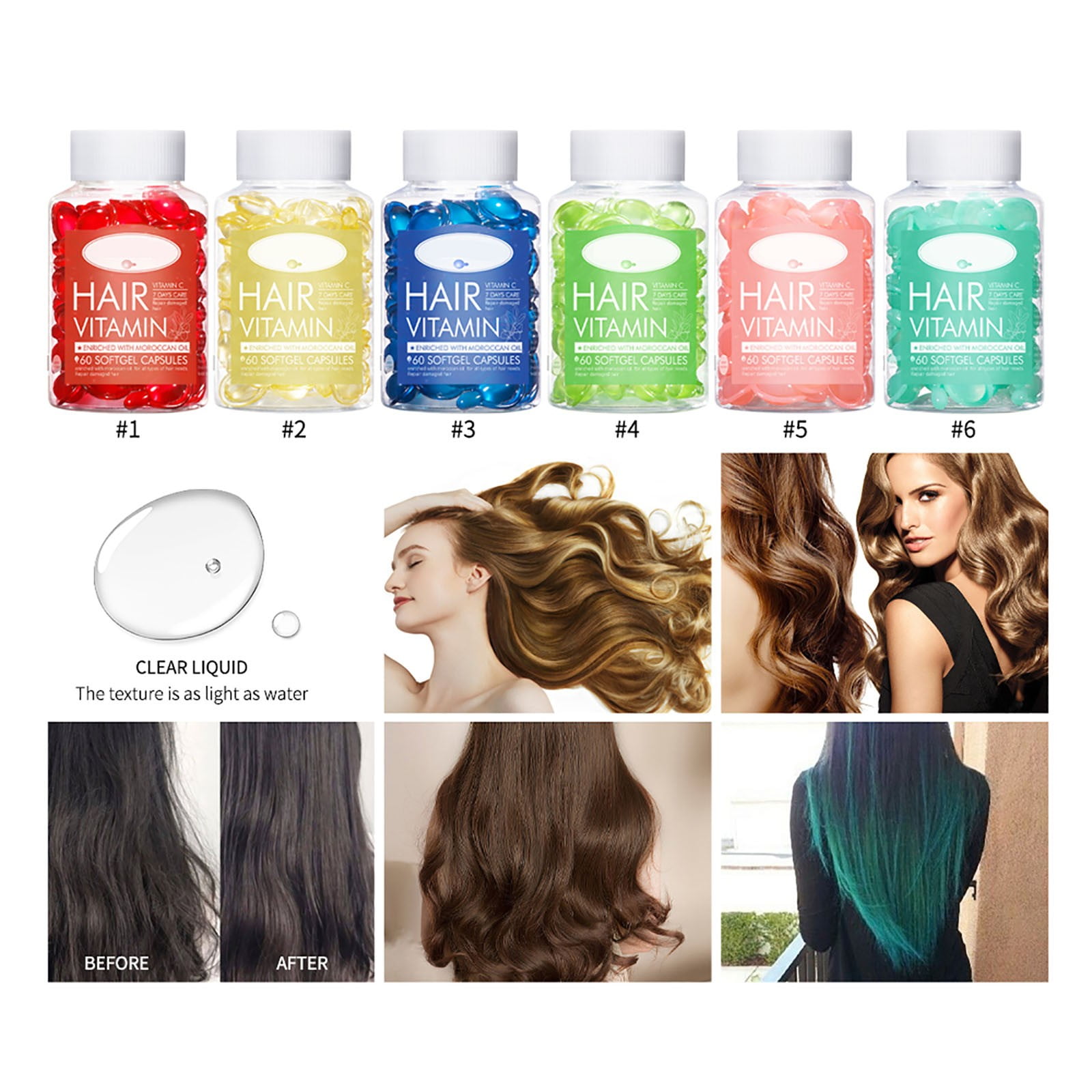 60-Count Hair Care Oil Capsules - 180ml Nourishing & Repairing ...