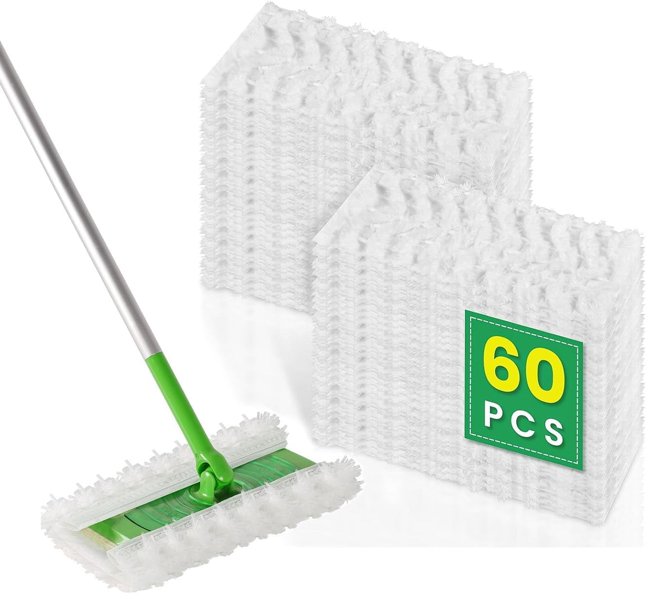 60 Count Heavy Duty Dry Sweeping Cloths for Swiffer Sweeper 2-in-1 Mops ...