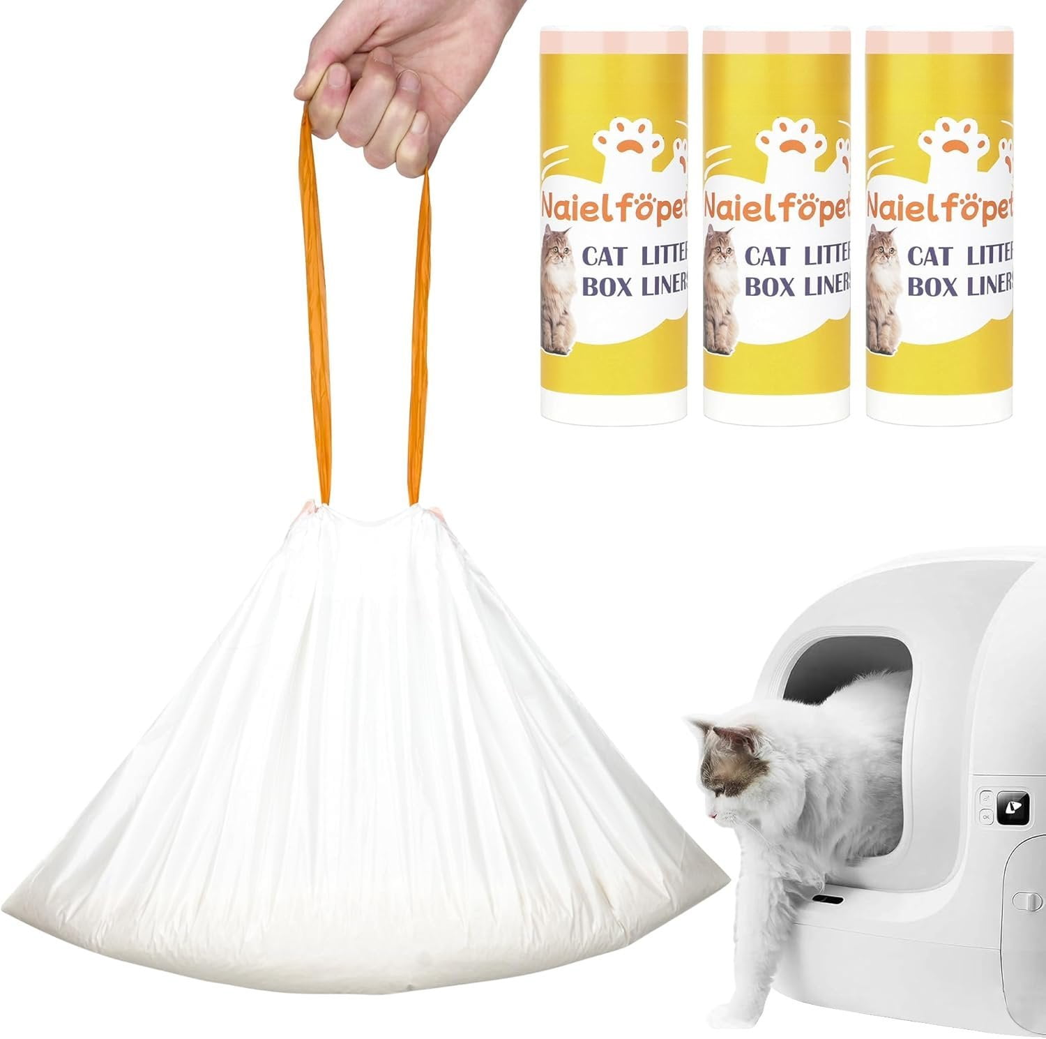 60 Count Litter Box Liner Bags, 21" x 11" Disposable Portable Litter ...