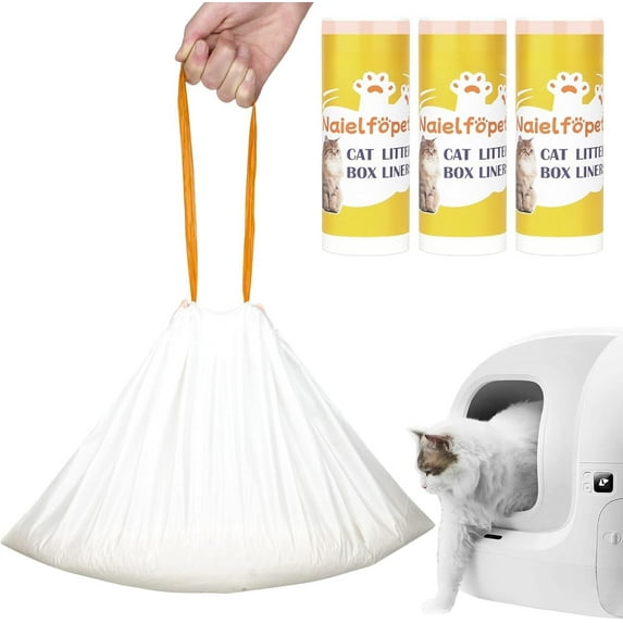 60 Count Litter Box Liner Bags, 21" x 11" Disposable Portable Litter ...