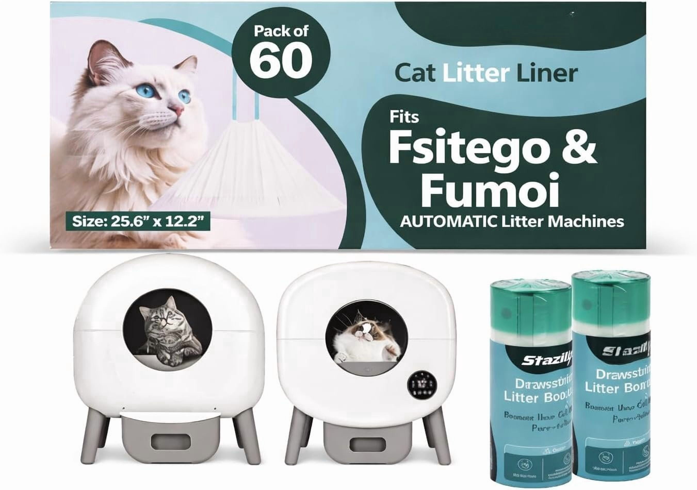 60 Count - Litter Liners Compatible with Cumrige Litter Box (M2 ...