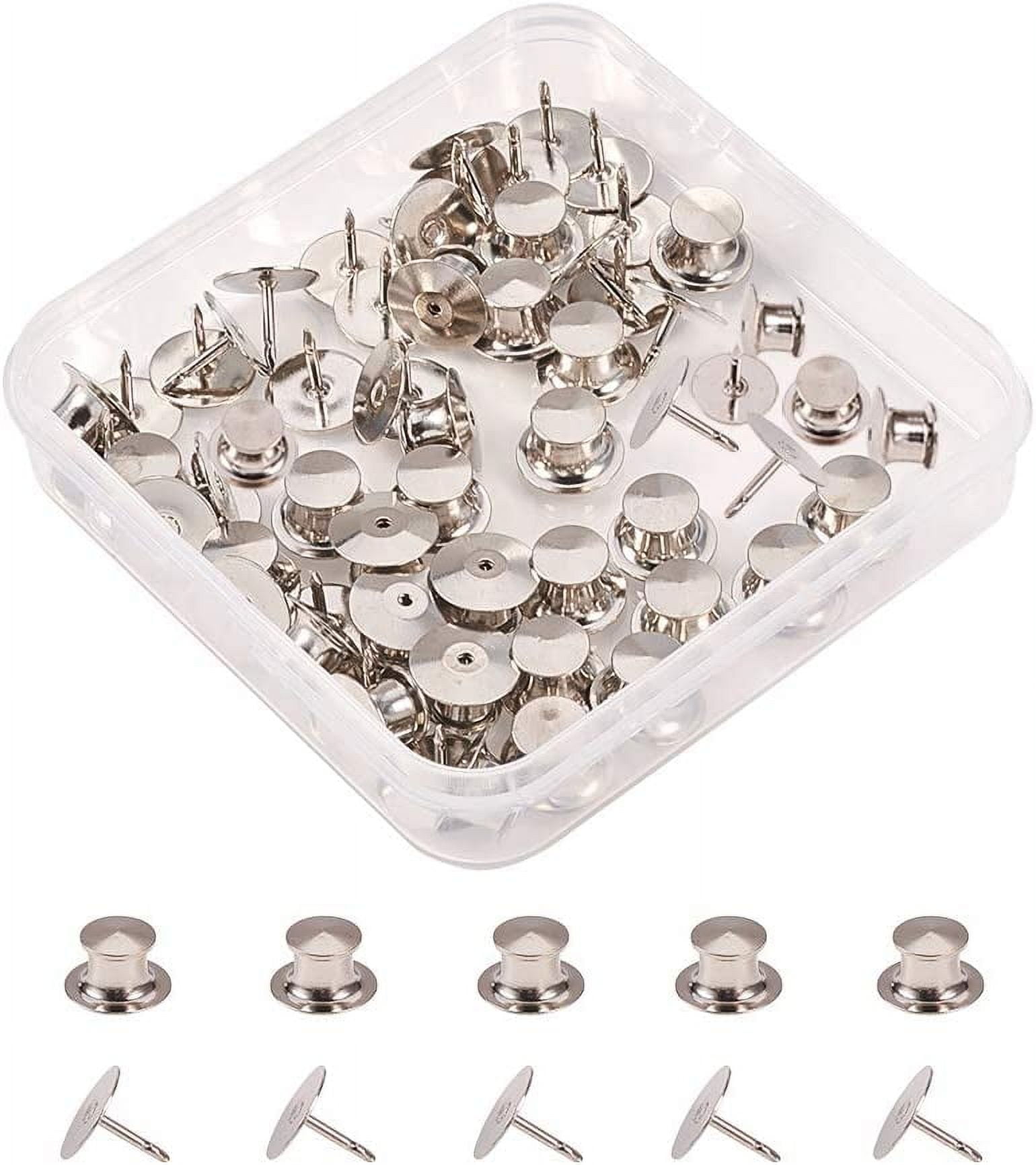 60 Count Platinum Colors Clutch Pin Backs with Tie Tacks Blank Pins Kit ...