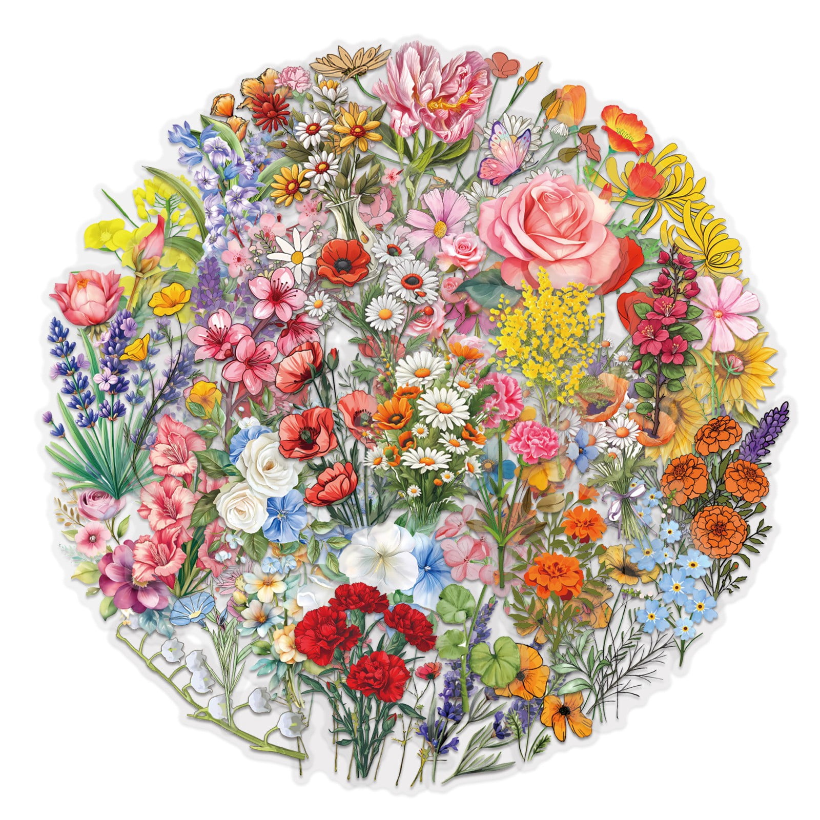 60-Count Watercolor Botanical Adhesives, Scrapbooking Stickers, with 60 ...