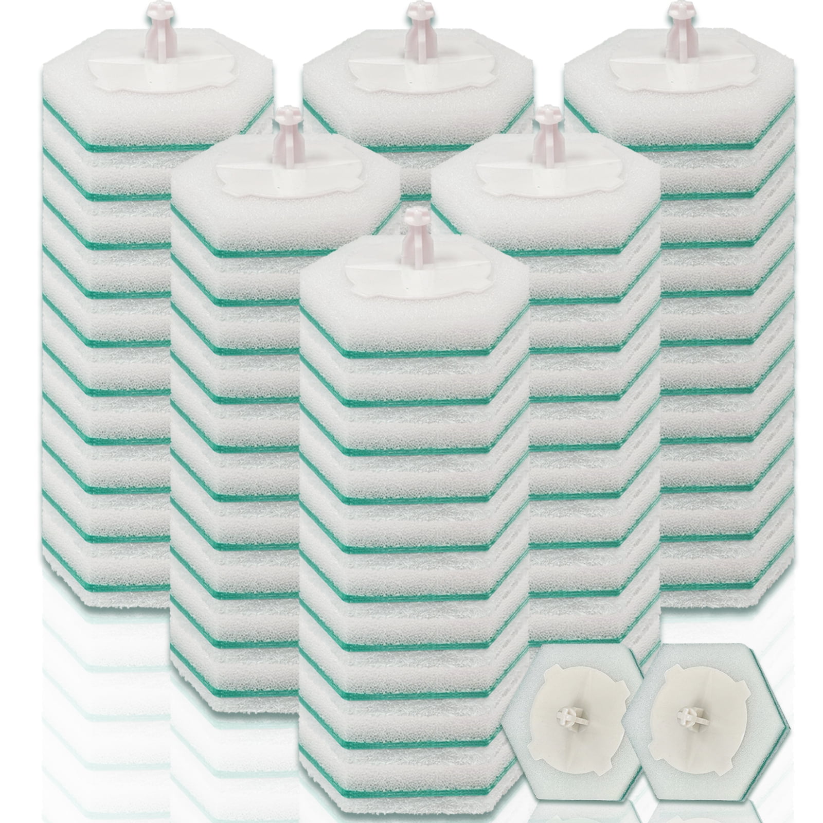60 Counts Disposable 6-Sided Upgrades Green Toilet Brush Wand Refills ...
