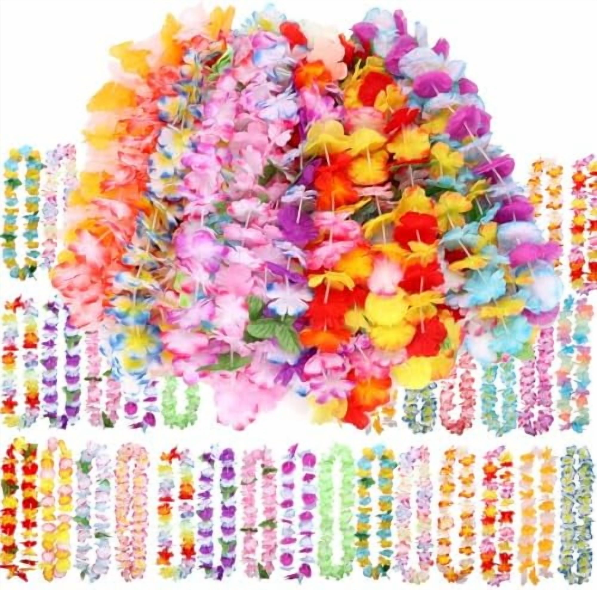 60 Counts Leis for Luau Party, Hawaiian Leis Bulk Decorations Colorful ...