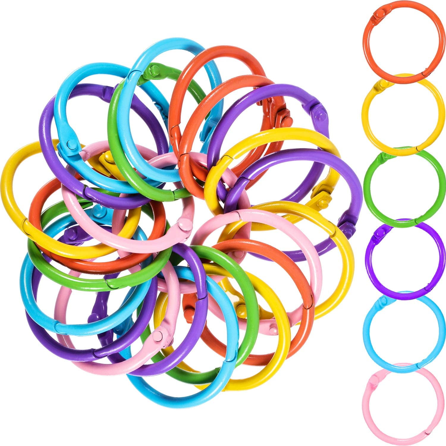 60 Counts Metal Loose-Leaf Rings Paper Leaf Binder Rings, Notebook ...