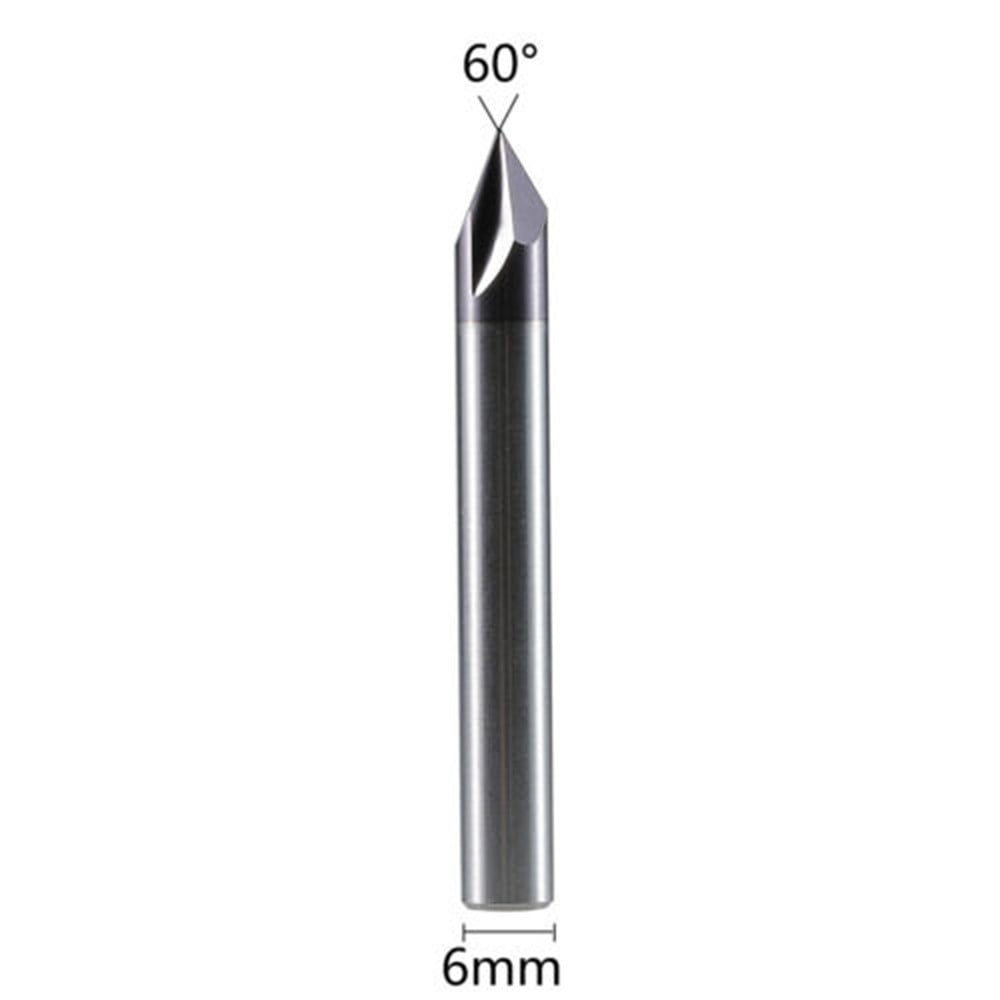 60 Degree 2-Flute Carbide Chamfer Mill 6mm Shank V-Groove TiAIN CNC ...