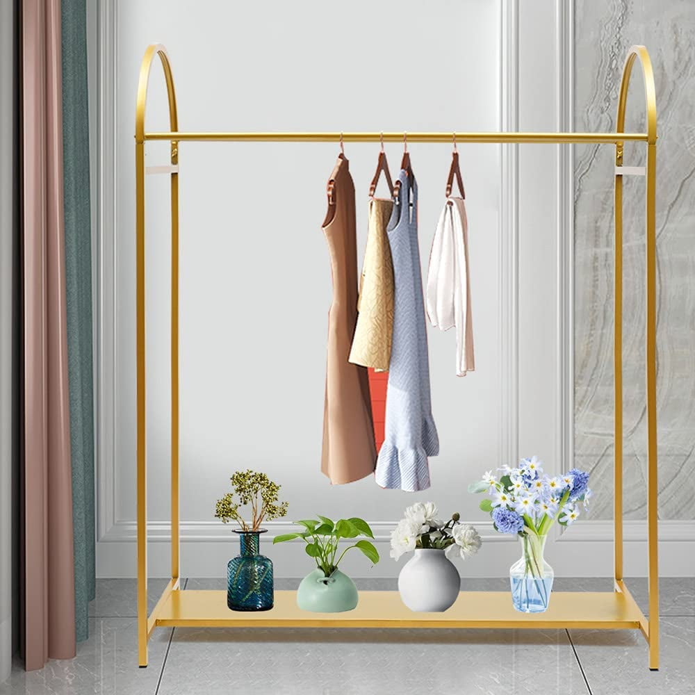 60" Double Rod Clothes Shelves, Boutiques Retail Display Gold Clothing ...