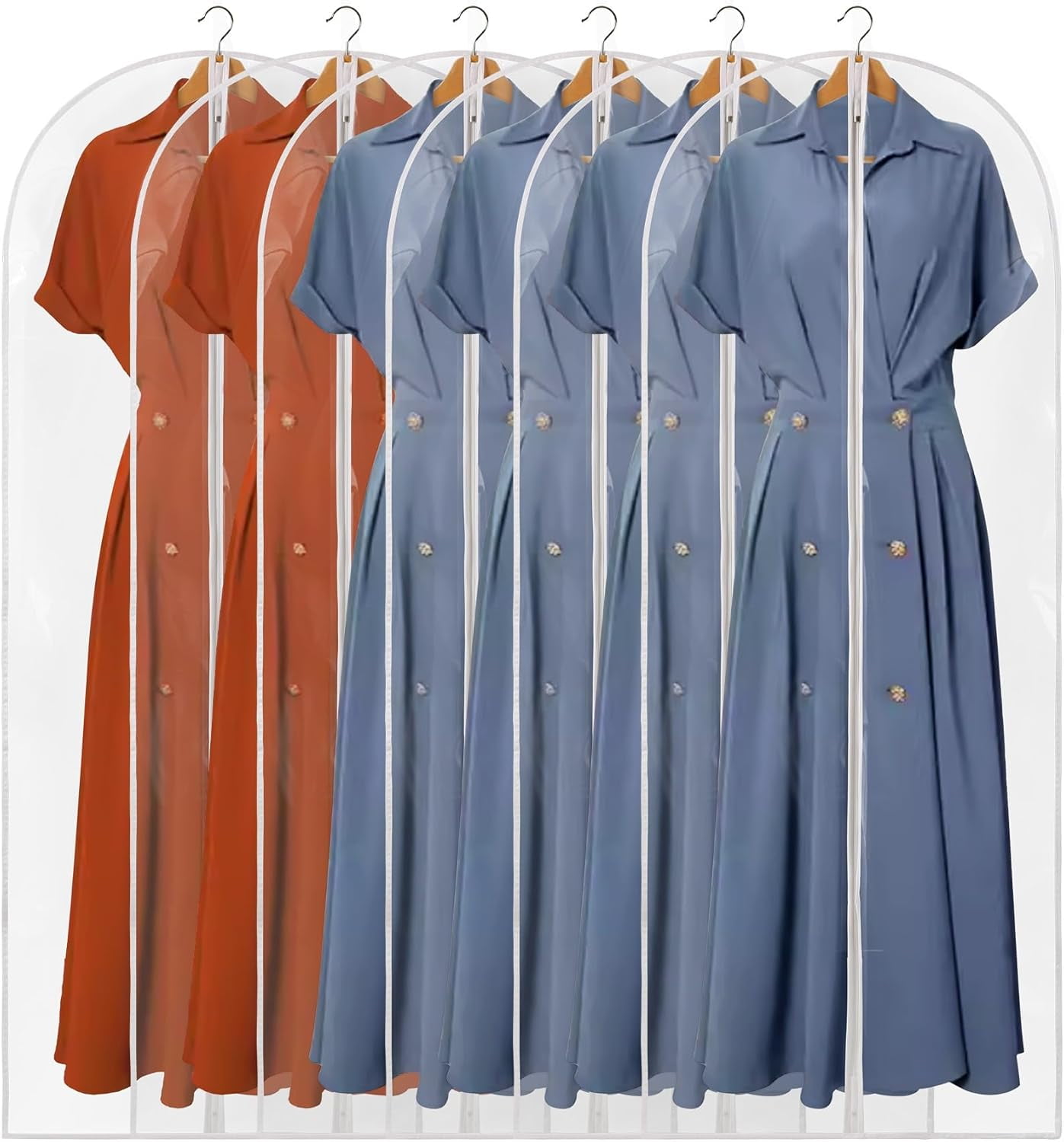 60" Dress Bags for Gowns, 6 Packs All Clear Garment Bags for Hanging ...