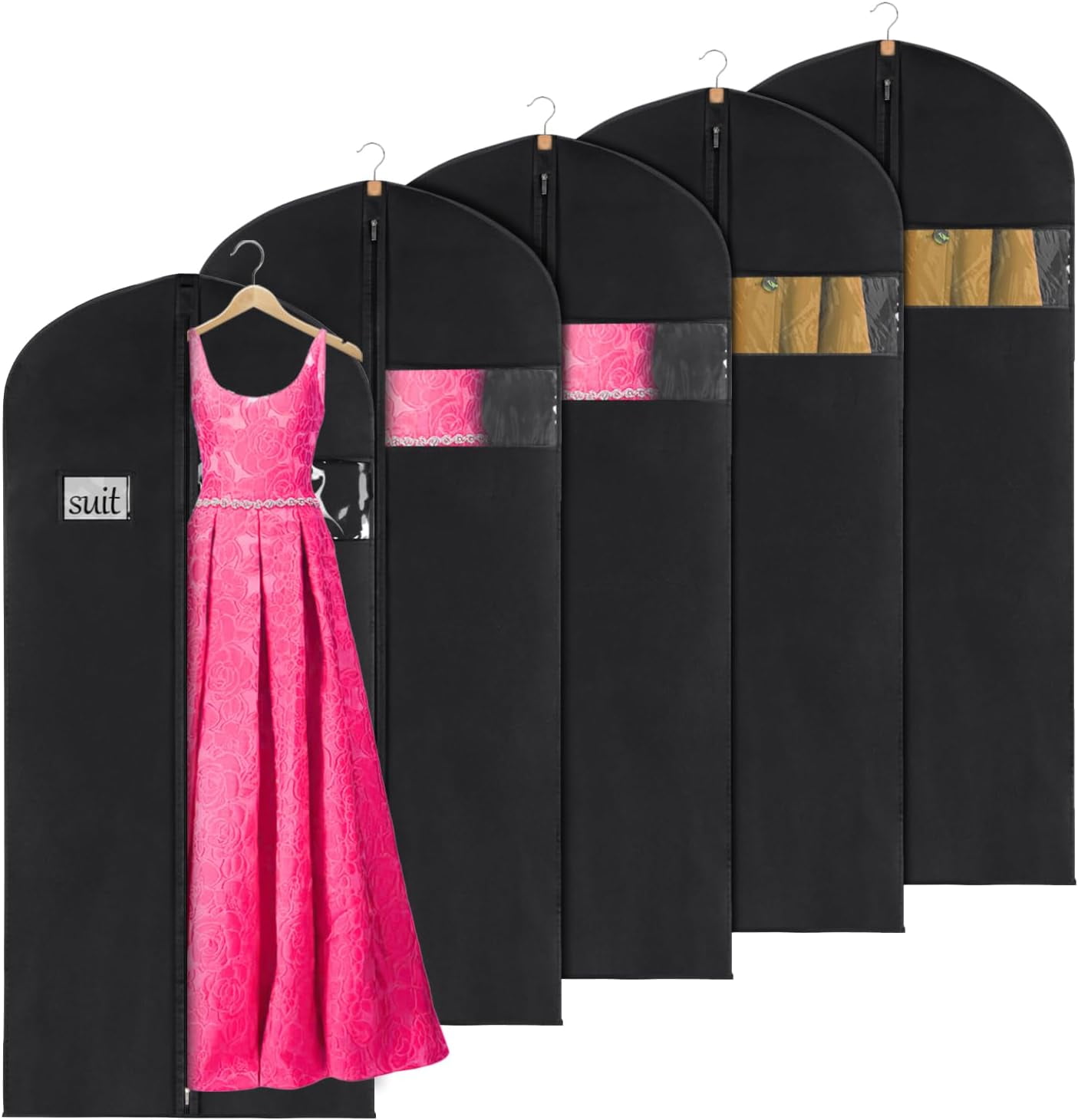 60'' Dress Bags for Gowns Long (Set of 5), Garment Bags for Hanging ...
