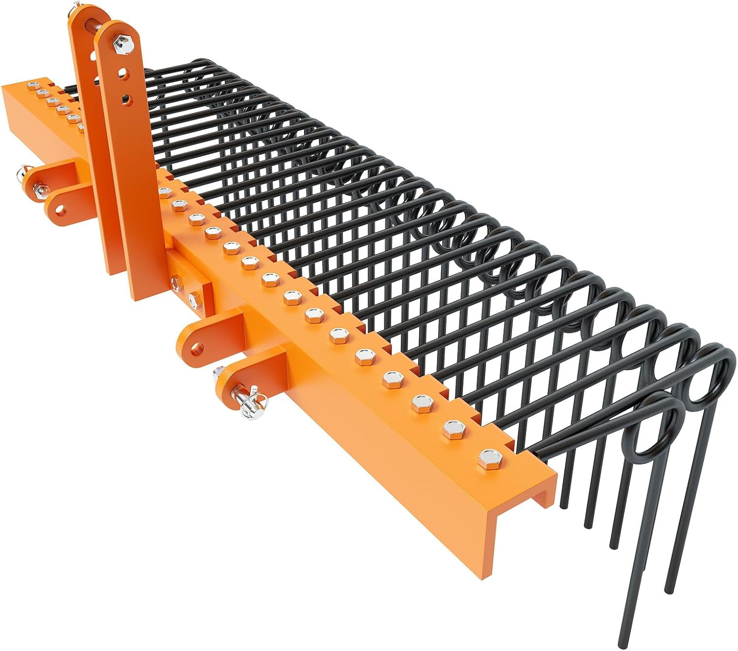 60" Durable Powder Coated Steel Pine Straw Rake, Steel Spring Landscape ...