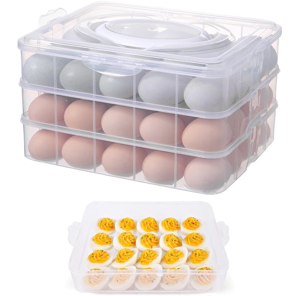60 Eggs Holder,NOGIS 3-Layer Deviled Egg Tray with Lid,Egg Containers ...
