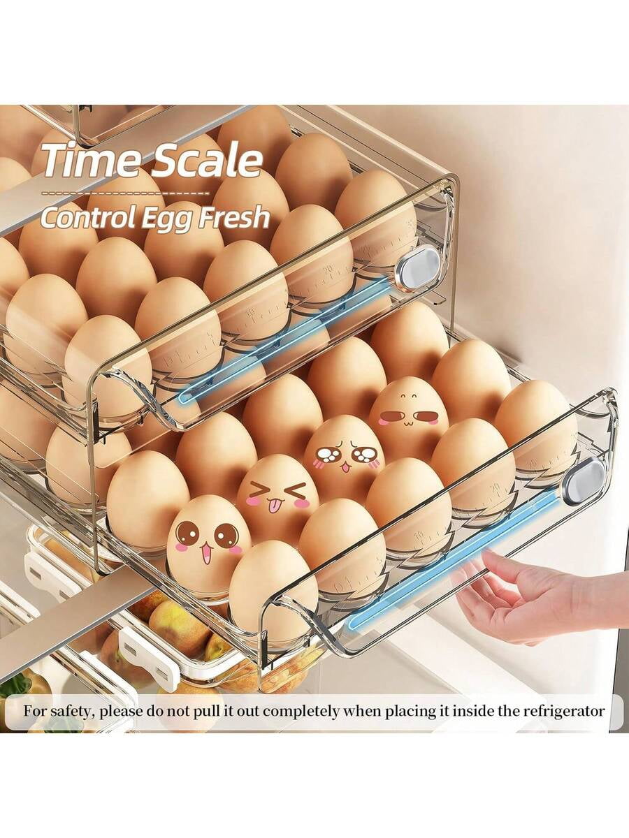 60 Eggs Organizer For Refrigerator, Large Egg Holder For Fridge, Clear ...