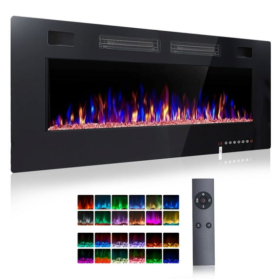 60" Electric Fireplace Ultra Thin Mute, 1500W Recessed Wall Mounted ...