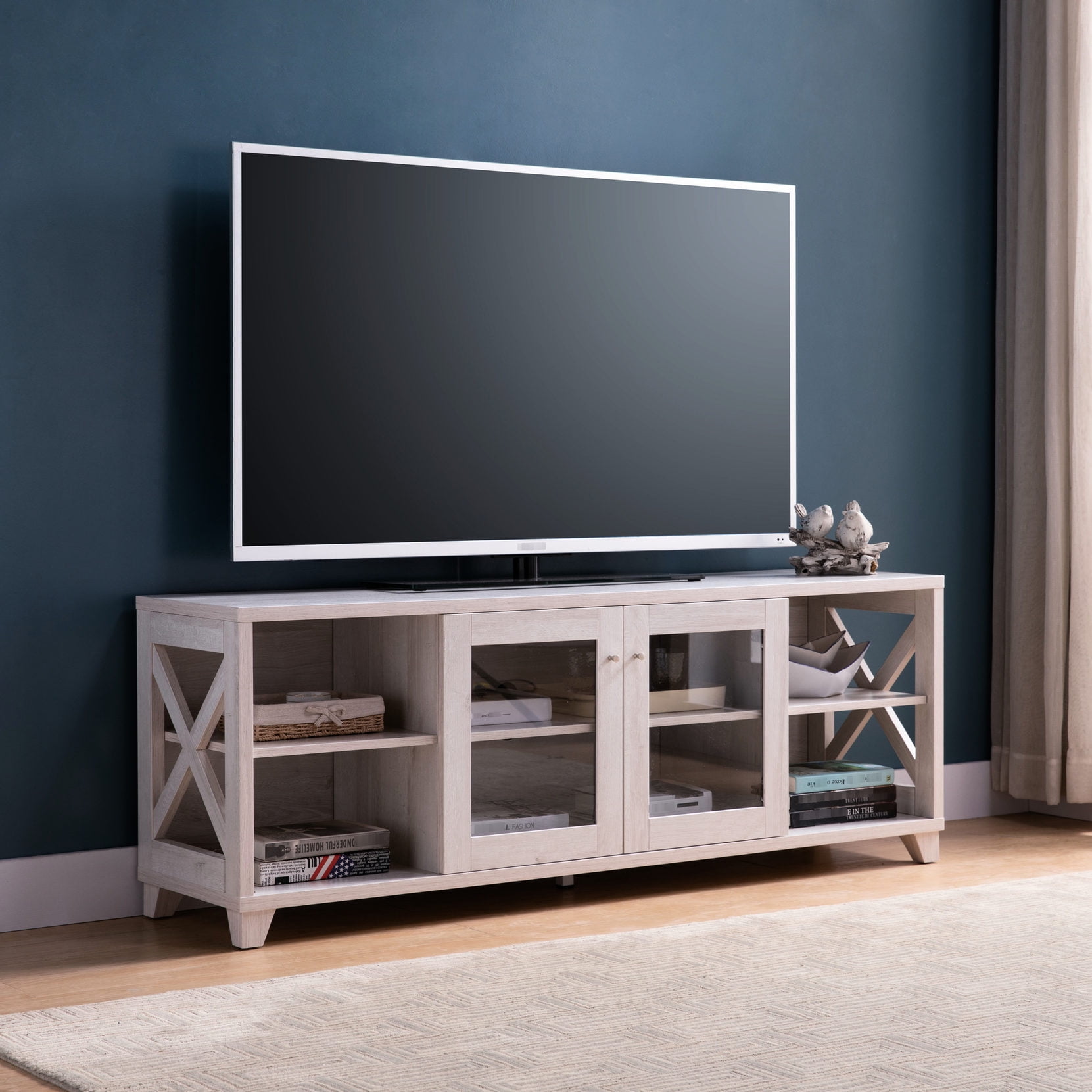 60" Entertainment Center with Shelves and Cabinet / Particle Board ...