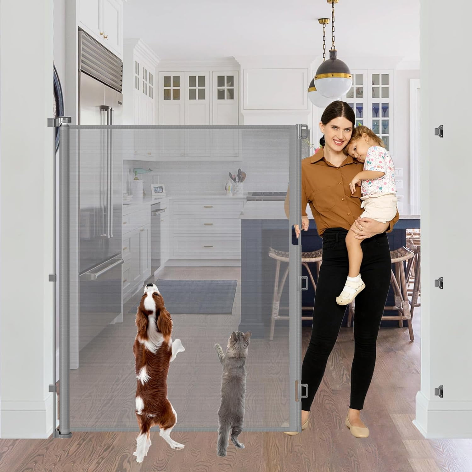 60" Extra Tall Cat Gate for Doorway - No Jumping Over, 55" Wide ...