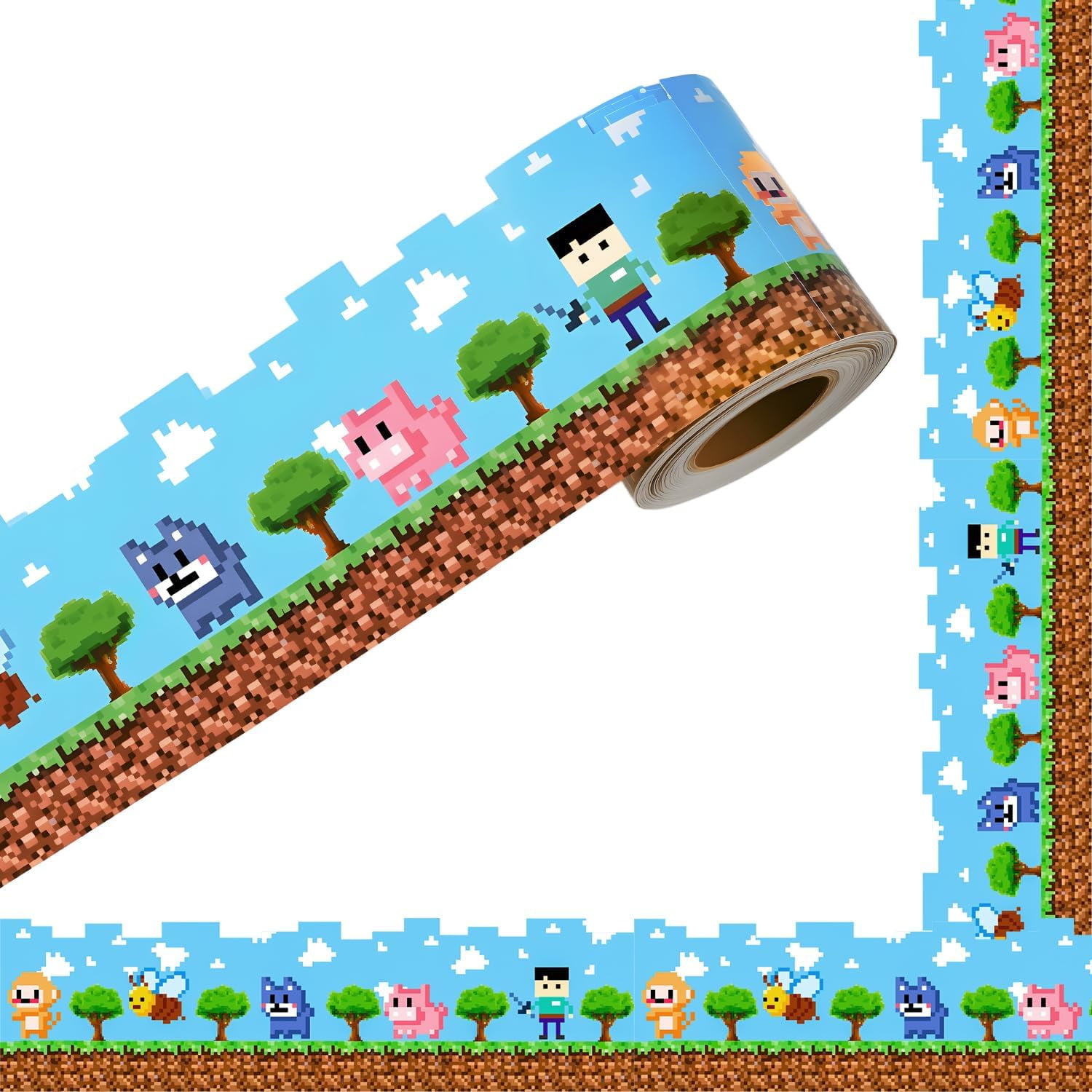 60 Feet Pixel Style Bulletin Board Borders Scalloped Border Trim Roll ...