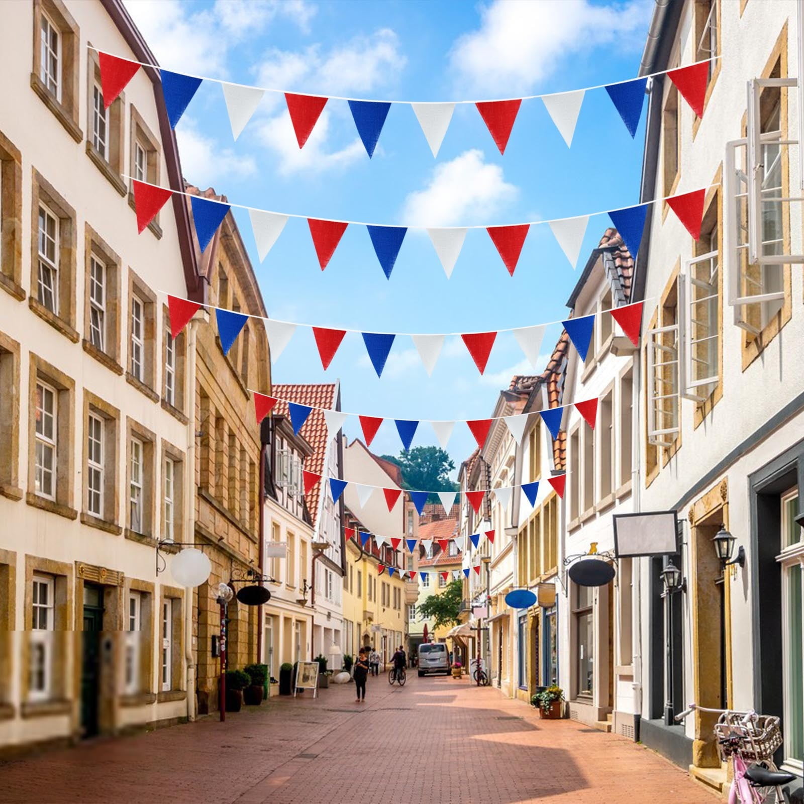 60 Feet Red Blue White Pennant Banner Flags, String Triangle Bunting ...
