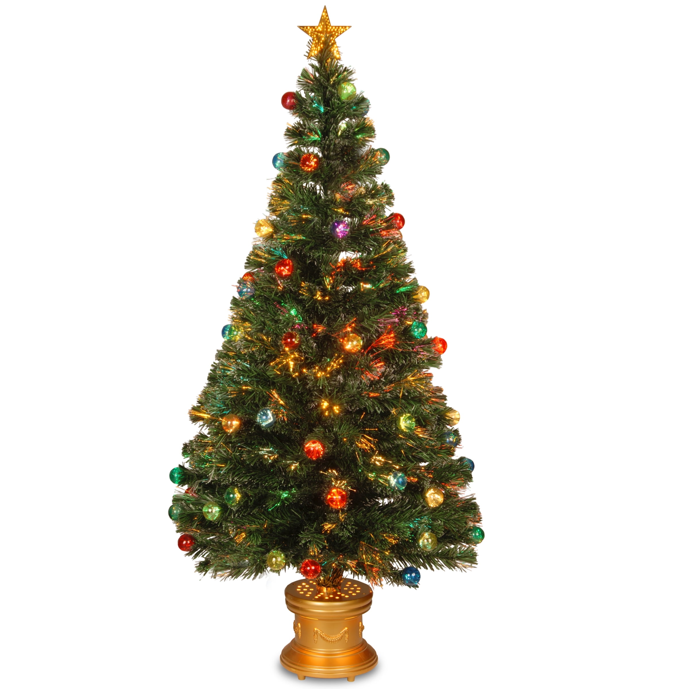 National Tree Company 5 ft. Fiber Optic Fireworks Tree with Ball ...