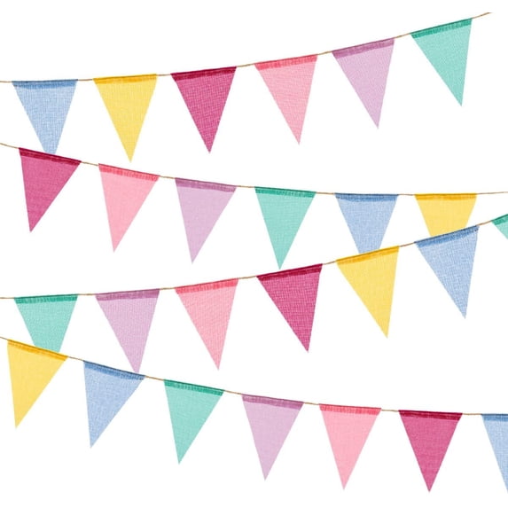 60 Flags Imitated Burlap Pennant Banner - Multicolor Fabric Triangle ...