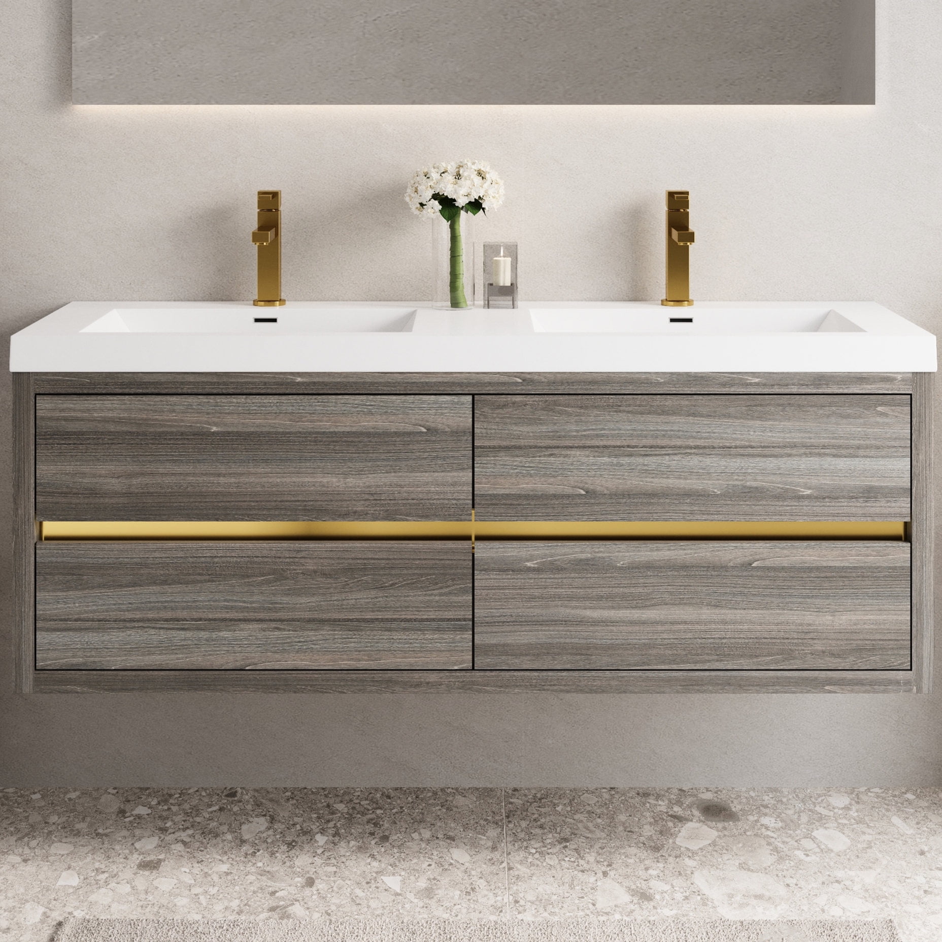 60" Floating Bathroom Vanity with Double Sinks | Pre-Assembled for ...