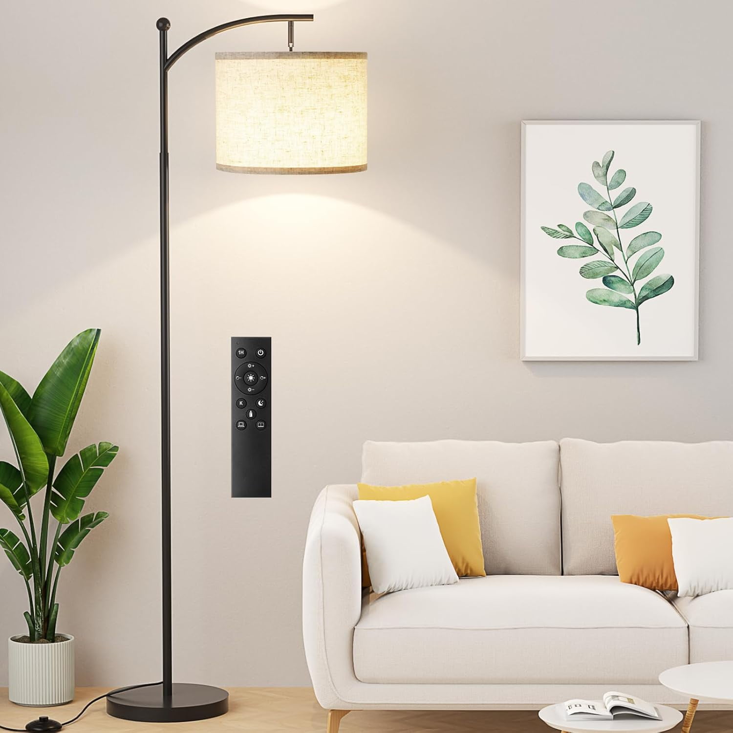 60" Floor Lamp with Remote Control and Stepless Dimmable Bulb, Colors ...