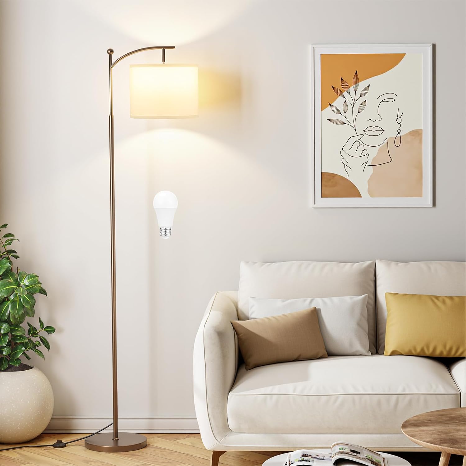 60" Floor Lamps for Living Room with 3 Color Temperatures Bulb ...