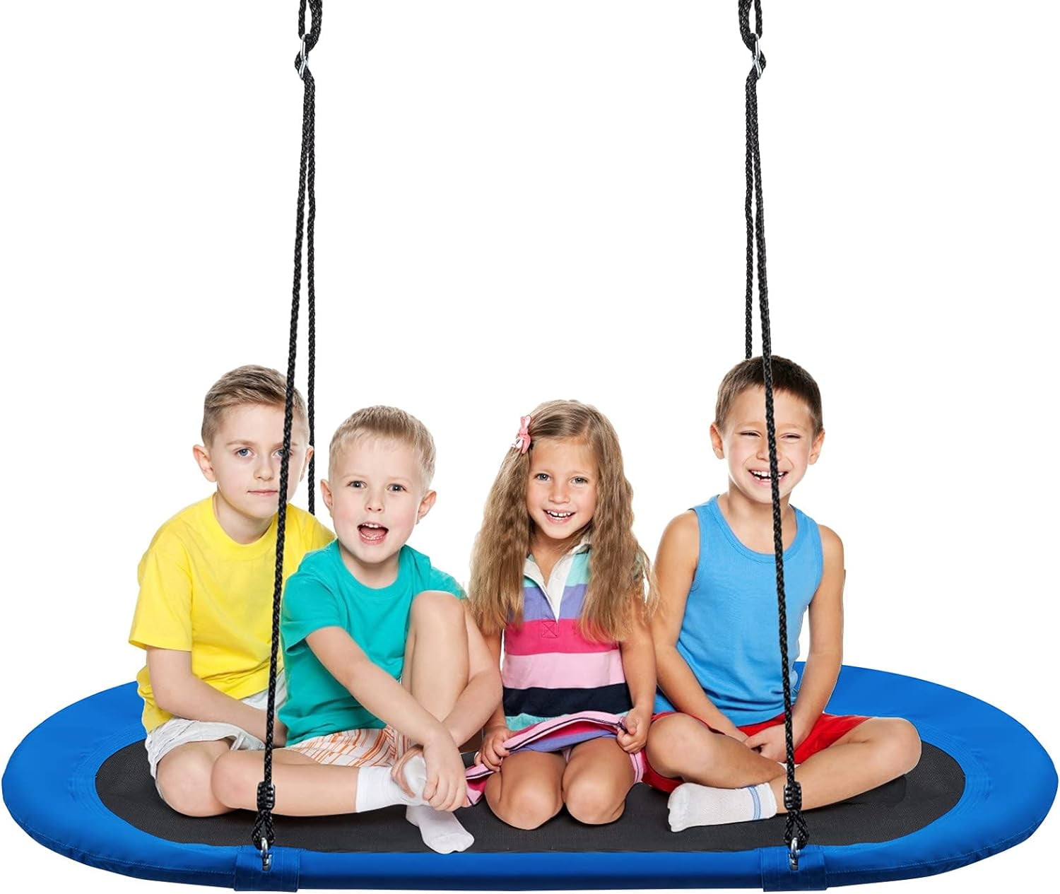 60” Flying Saucer Tree Swing, Oval Outdoor Flying Swing with Hanging ...