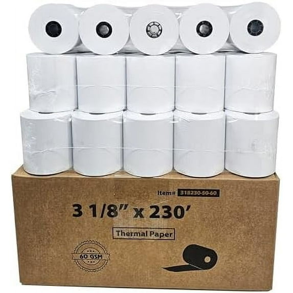 60 GSM Heavy Thermal Paper 3 1/8 x 230' thermal receipt paper (50 rolls ...