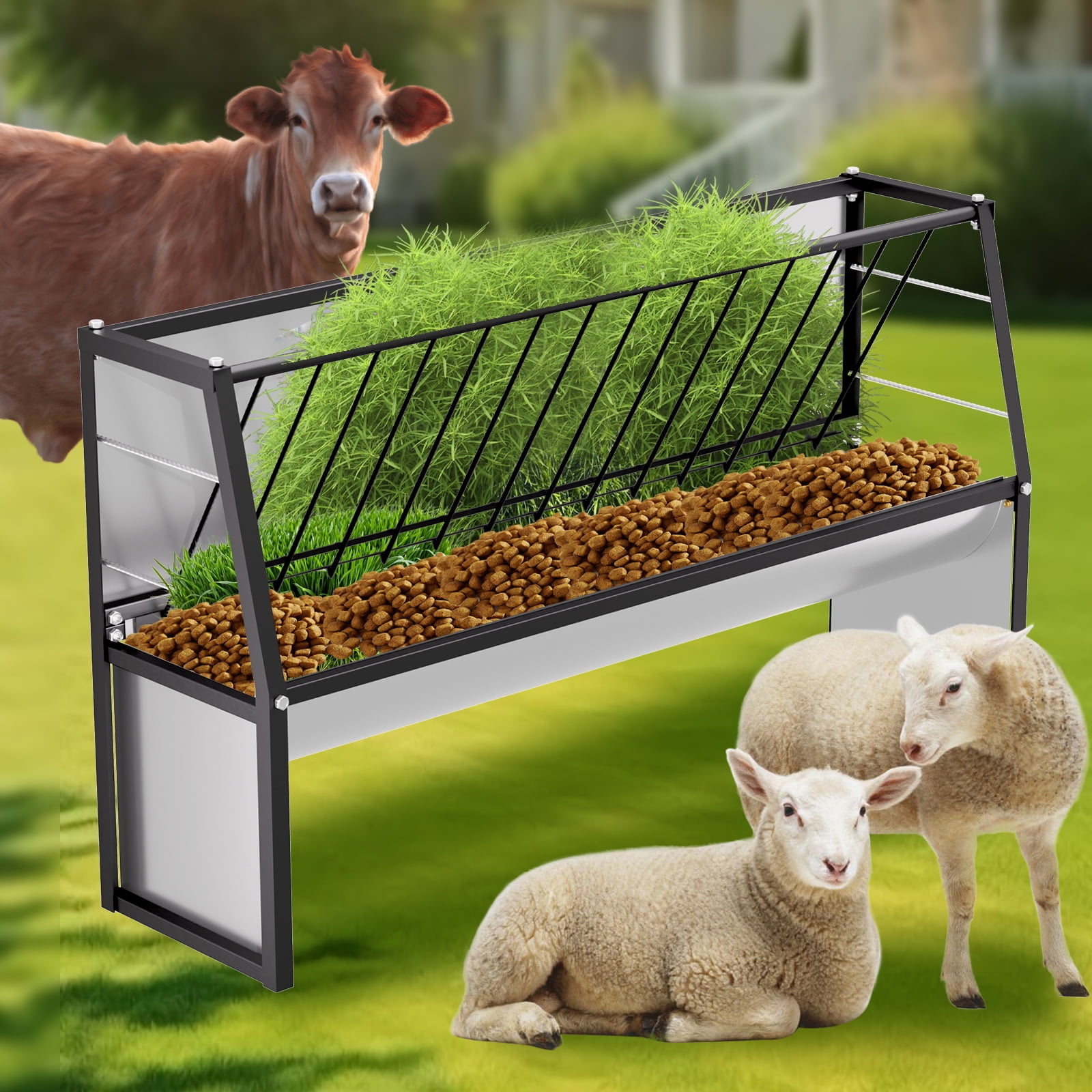 60 Gal Hay Feeder, Galvanized Steel Construction, Spill Reduction ...