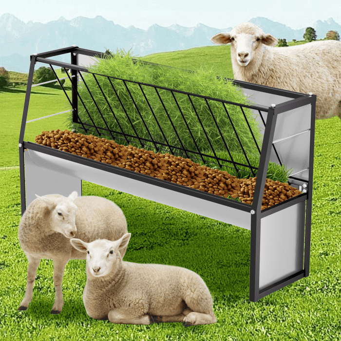 Heavy Duty Galvanized Steel Feeder, 60 Gallon Pasture Feeder, 2 in 1 Hay Feeder, Weatherproof ...