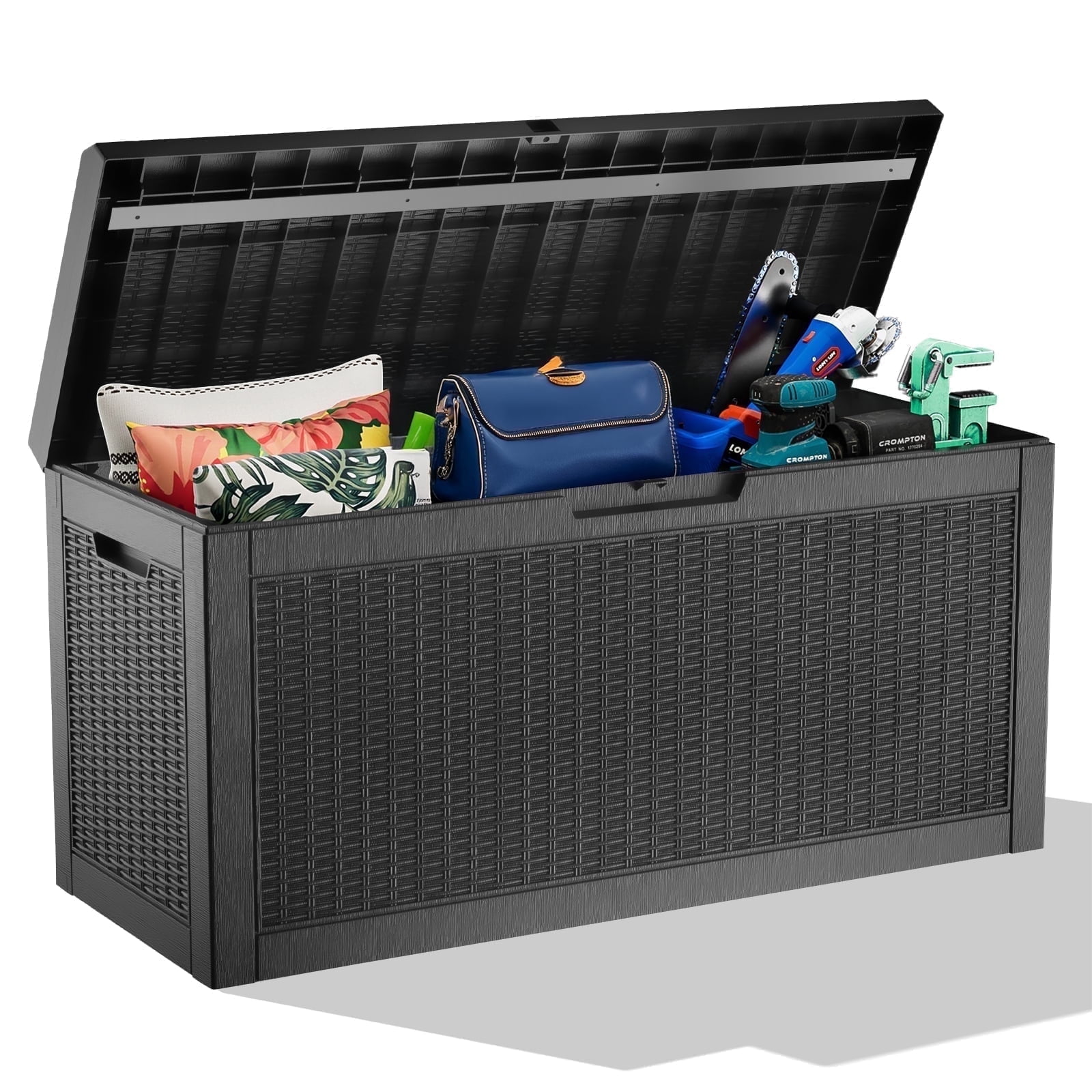 60 Gallon Resin Deck Box, Lockable Patio Outdoor Storage Box for ...