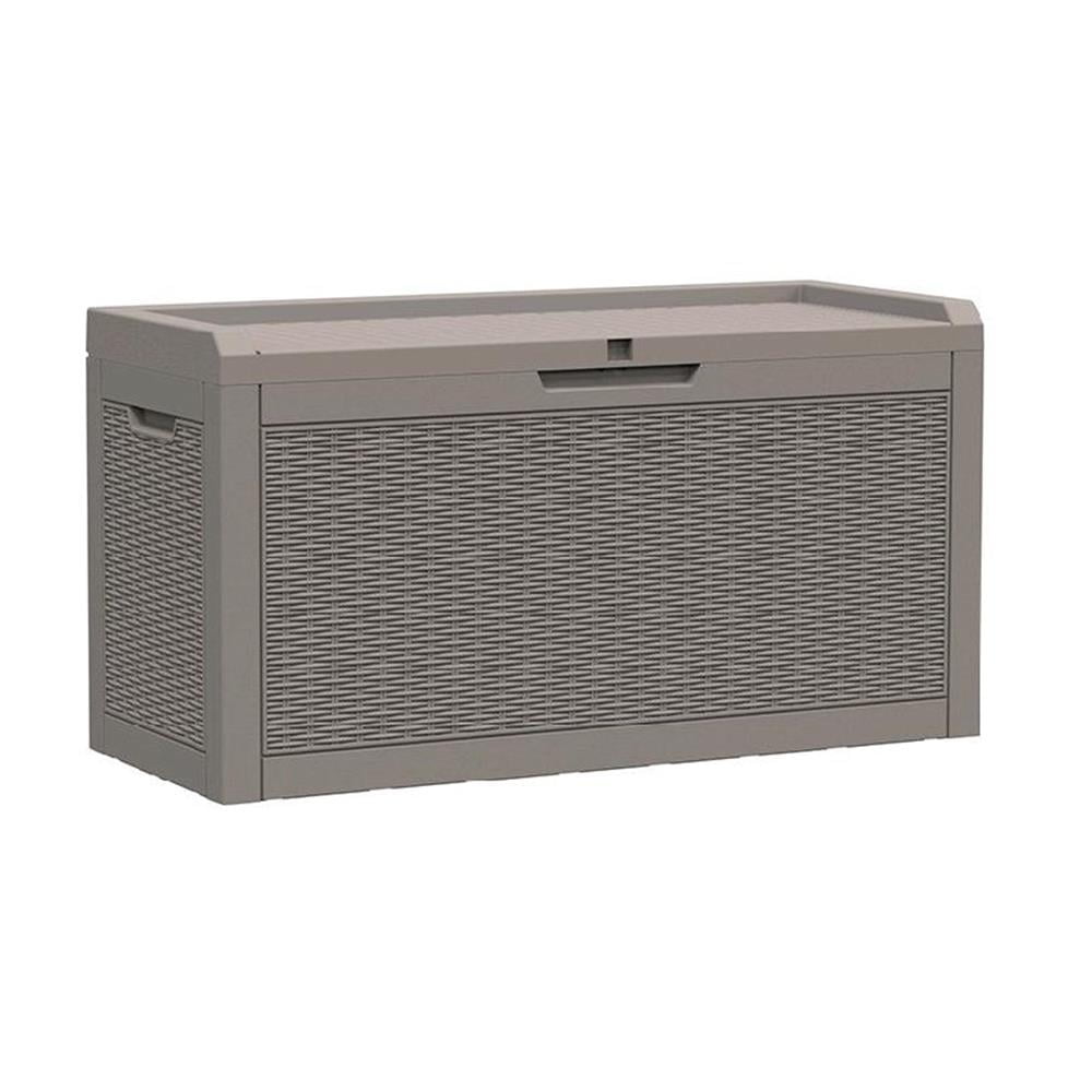 60-Gallon Weatherproof Outdoor Storage Box with Rattan Effect -light ...