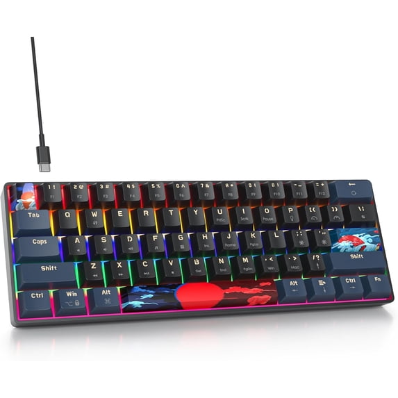 60% Gaming Keyboard 60 Percent, Wired Mini Mechanical Keyboard with ...