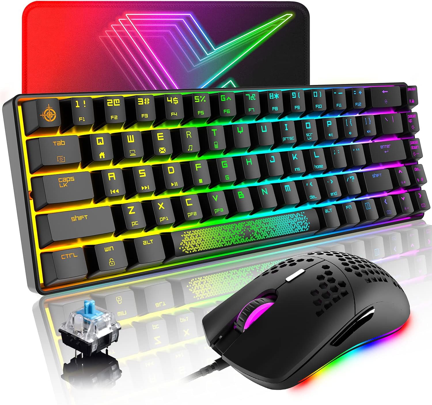 60% Gaming Keyboard And Mouse Combo, Wired Mechanical Keyboard With Chroma Rgb Backlit,Full Nkro ...