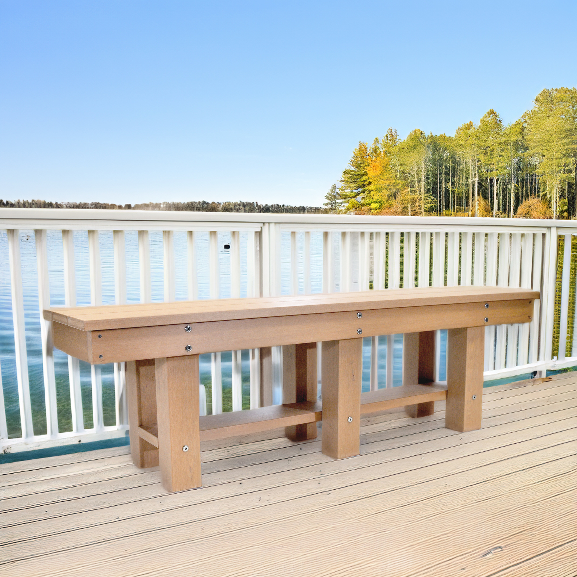 60" Garden Bench For 3, Weather , Blend With Wood Grain Finish ...