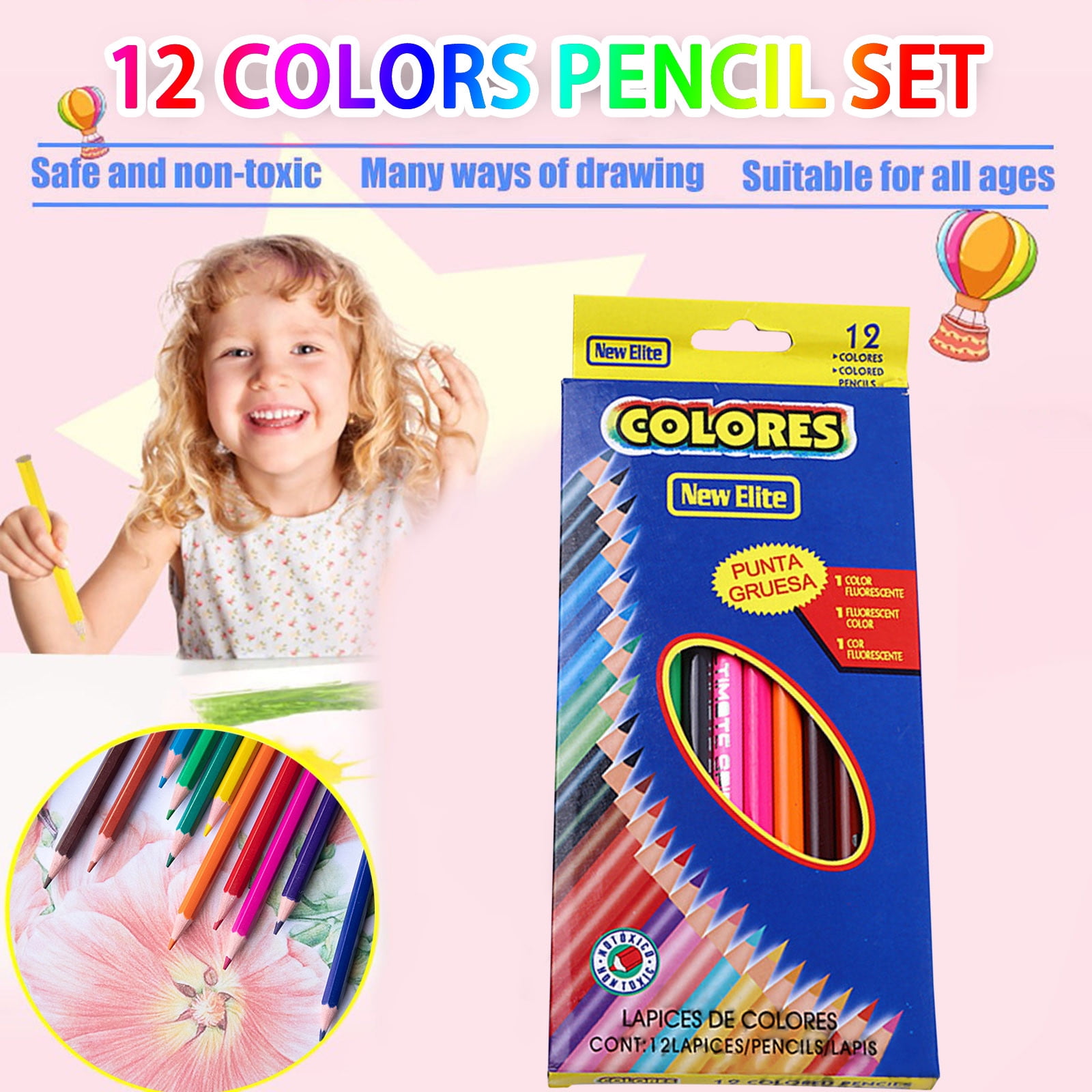 up to 60% off Gifts 12 Colors Pencil Set School Supplies for Teen Girls ...