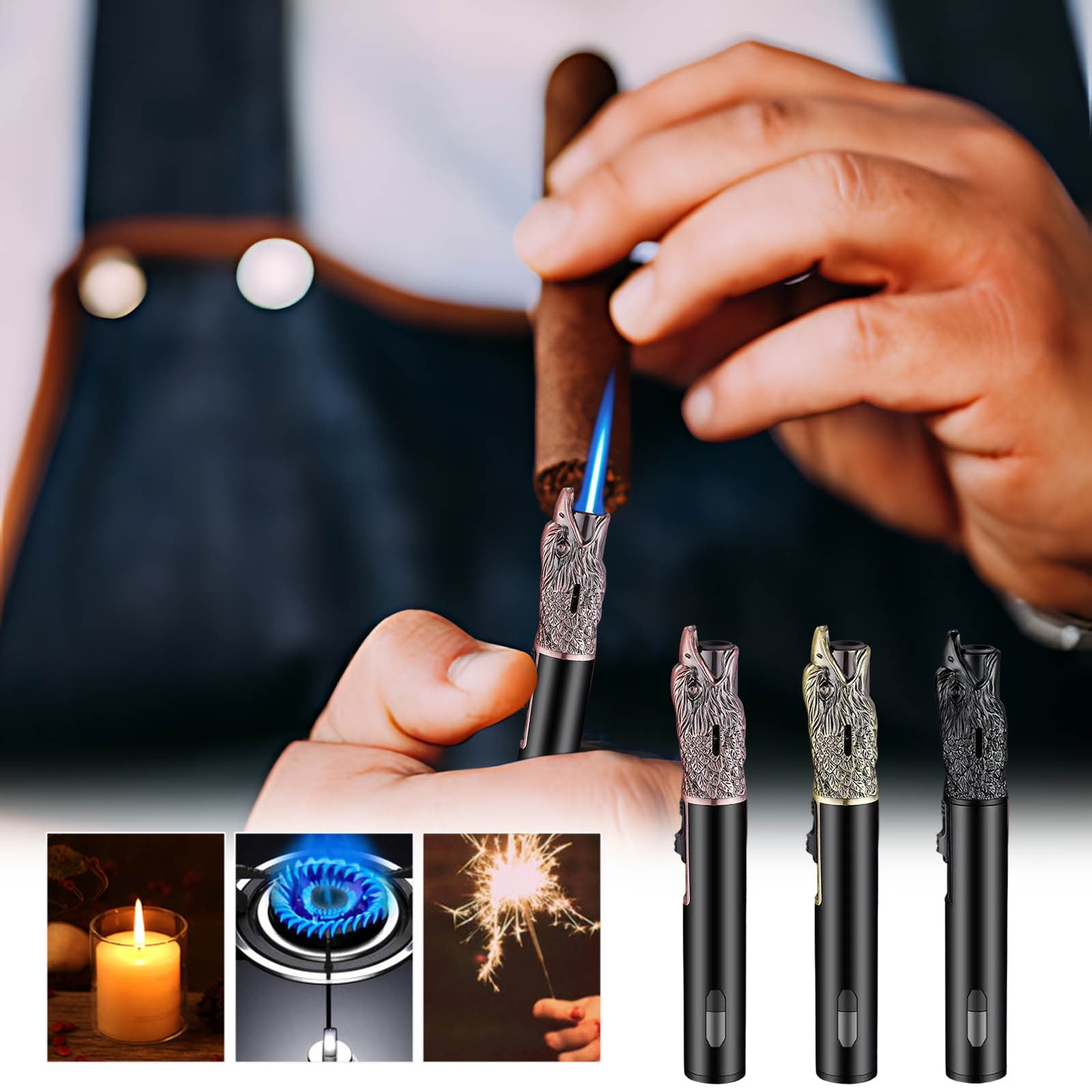 Up to 60% off Gifts Kcavykas Multifunctional Metal Butane Lighters 360 ...