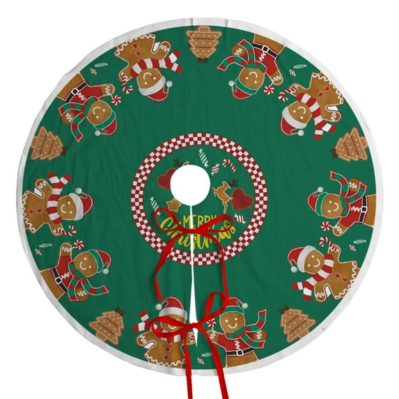 60" Gingerbread Man Printing Tree Skirt, Christmas Tree Dress, Christmas Home Decor, Festive ...