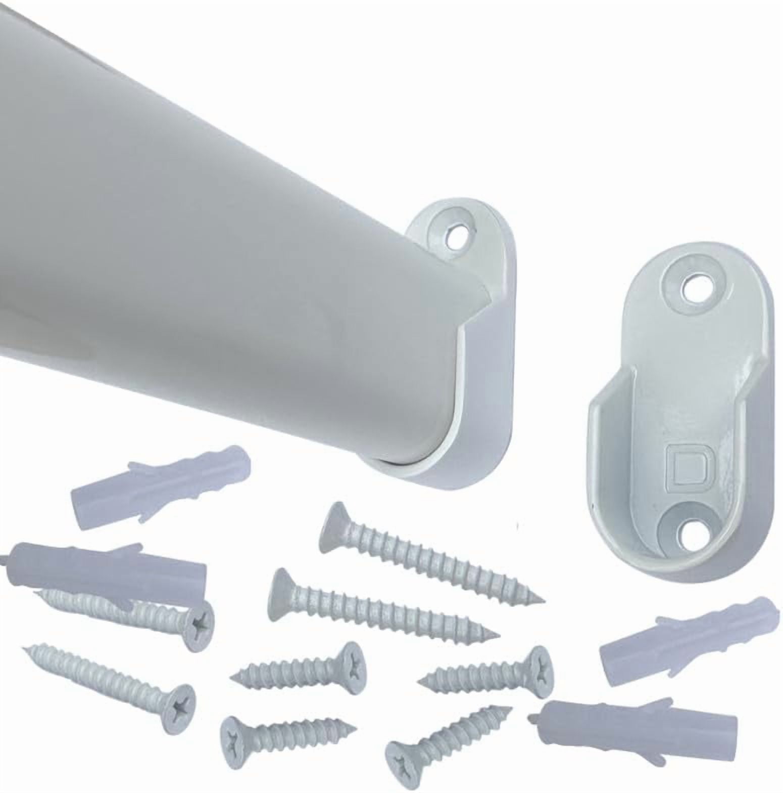 60" Gloss White Oval Closet Rod with Screw-On End Supports | 3 Pack ...