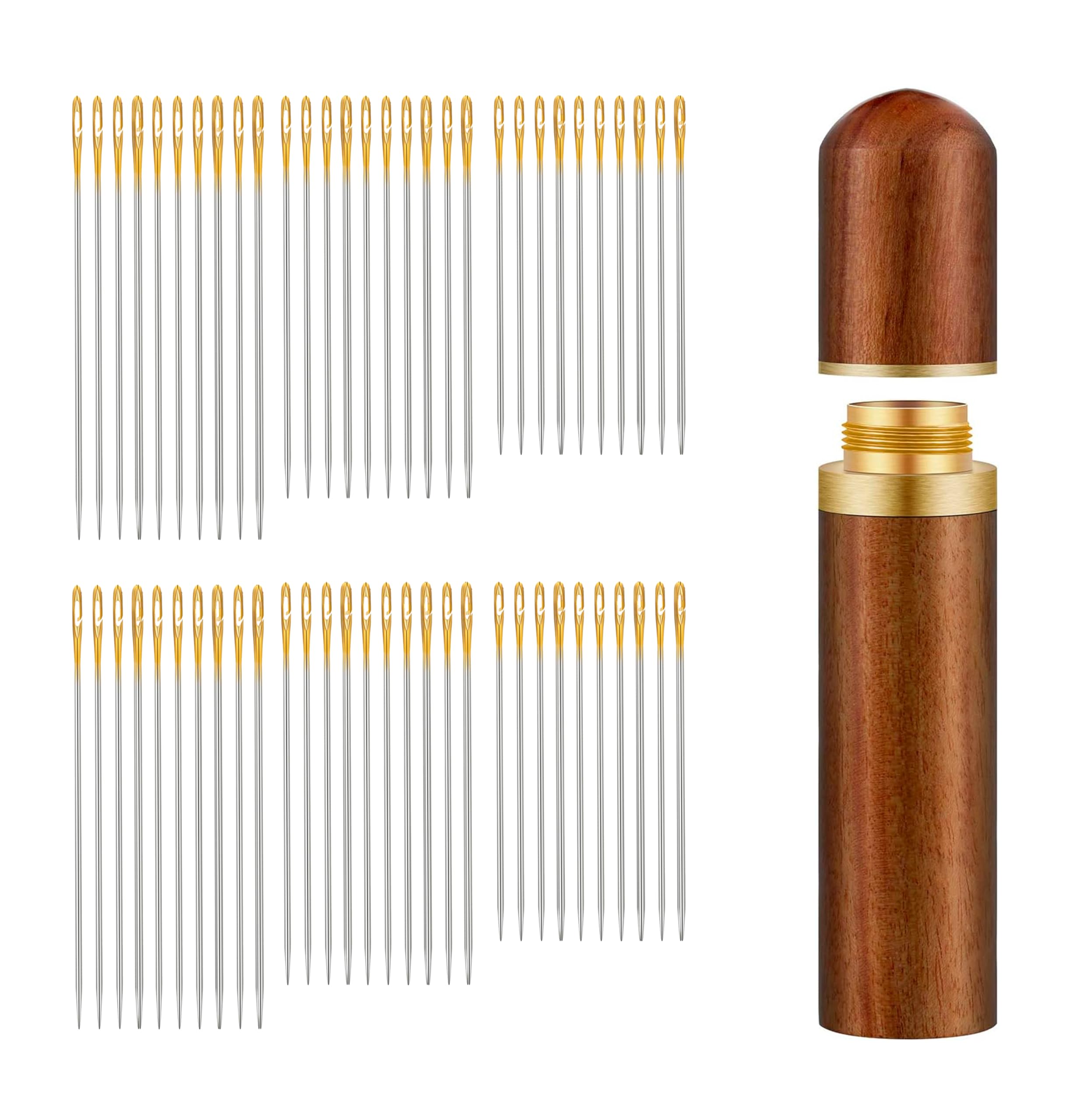 (60 GoldNeedles) Easy Self-Threading Needles Kit for Hand Sewing, Large ...