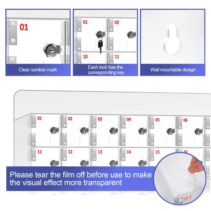 60 Grid Large-Capacity Items Mobile Phone Locker,etc. Acrylic Material ...