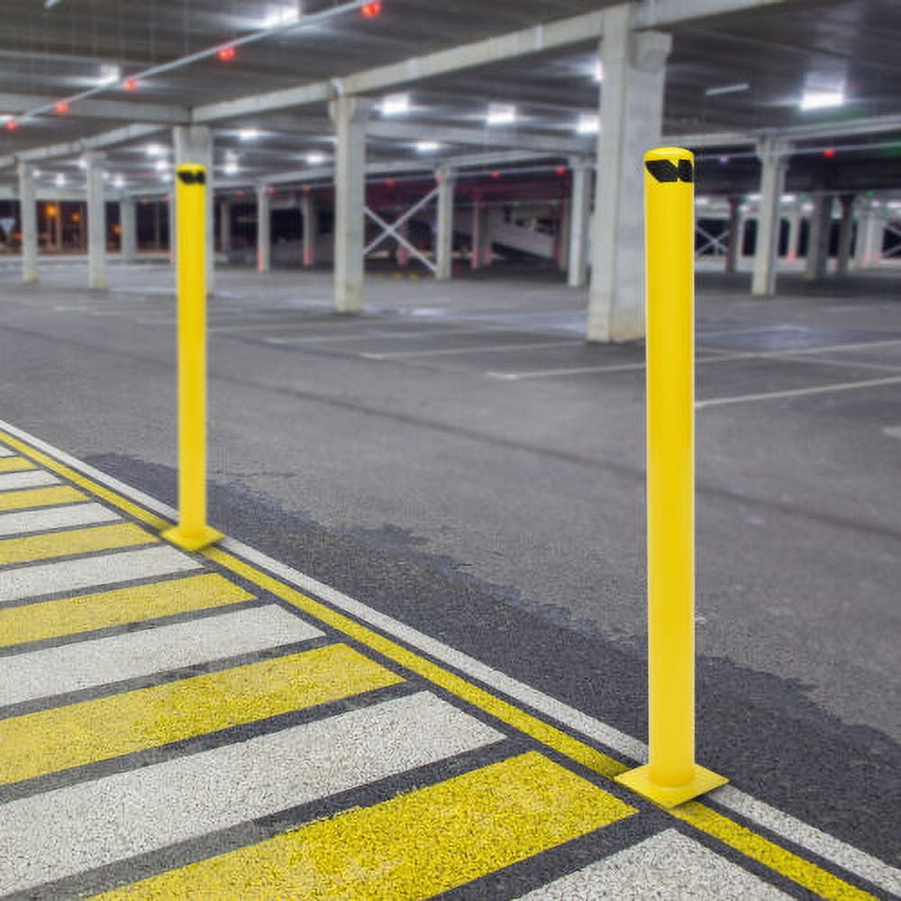 60"H 4.5"D Safety Bollard Steel Post Yellow Pipe Steel Barrier Safety ...
