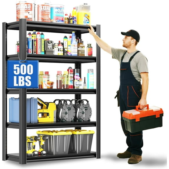 60" H Heavy Duty Garage Shelving 3000LBS Storage Shelves Adjustable 5 ...