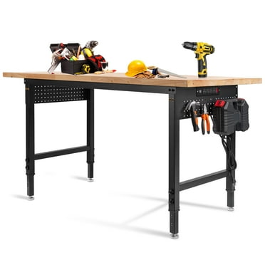 Odaof 48” Solid Wood Workbench, Adjustable, 3000 Lbs, for Garage ...