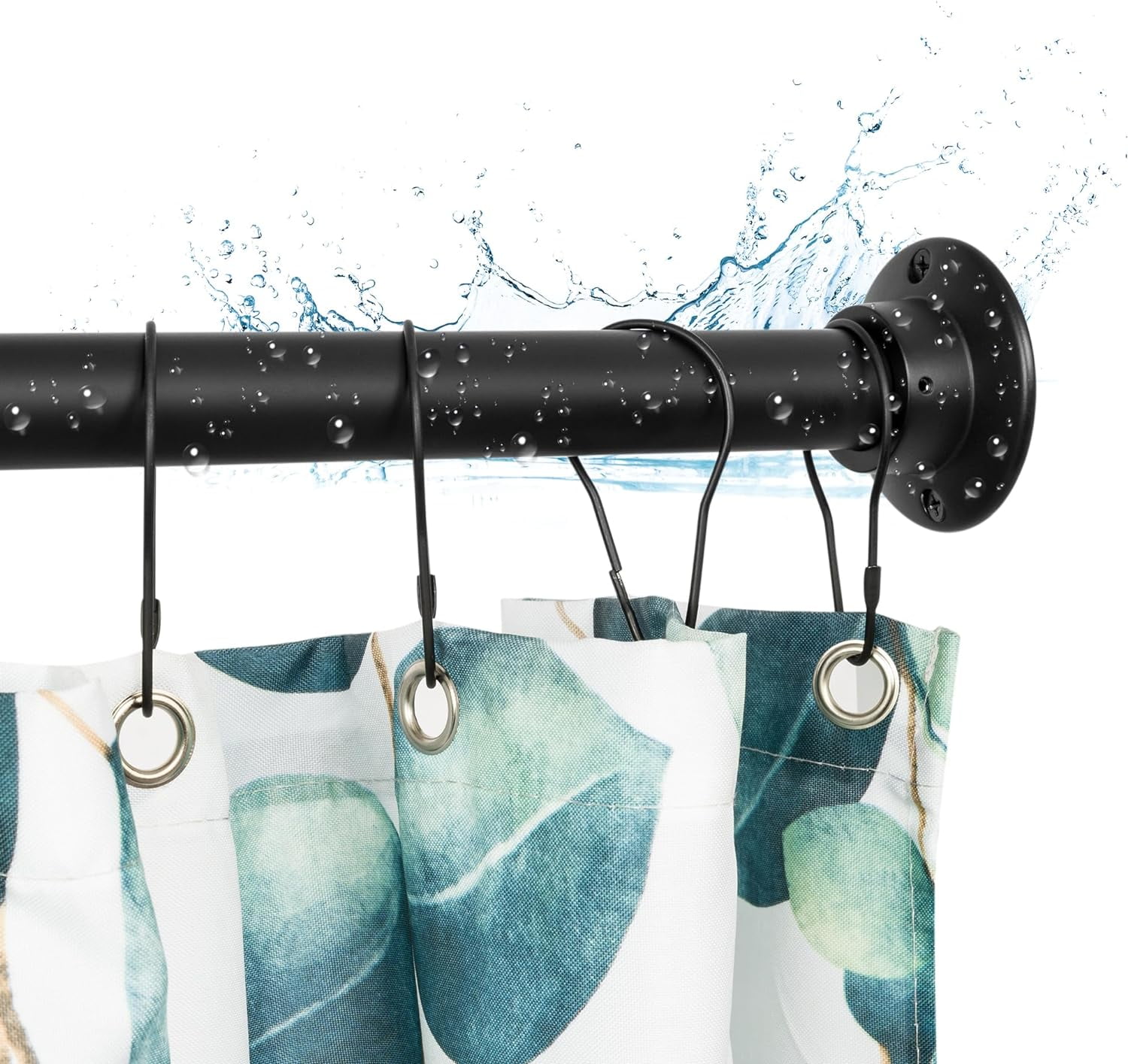 60" Heavy Duty Straight Shower Rod With Shower Rod Flange, Permanent ...